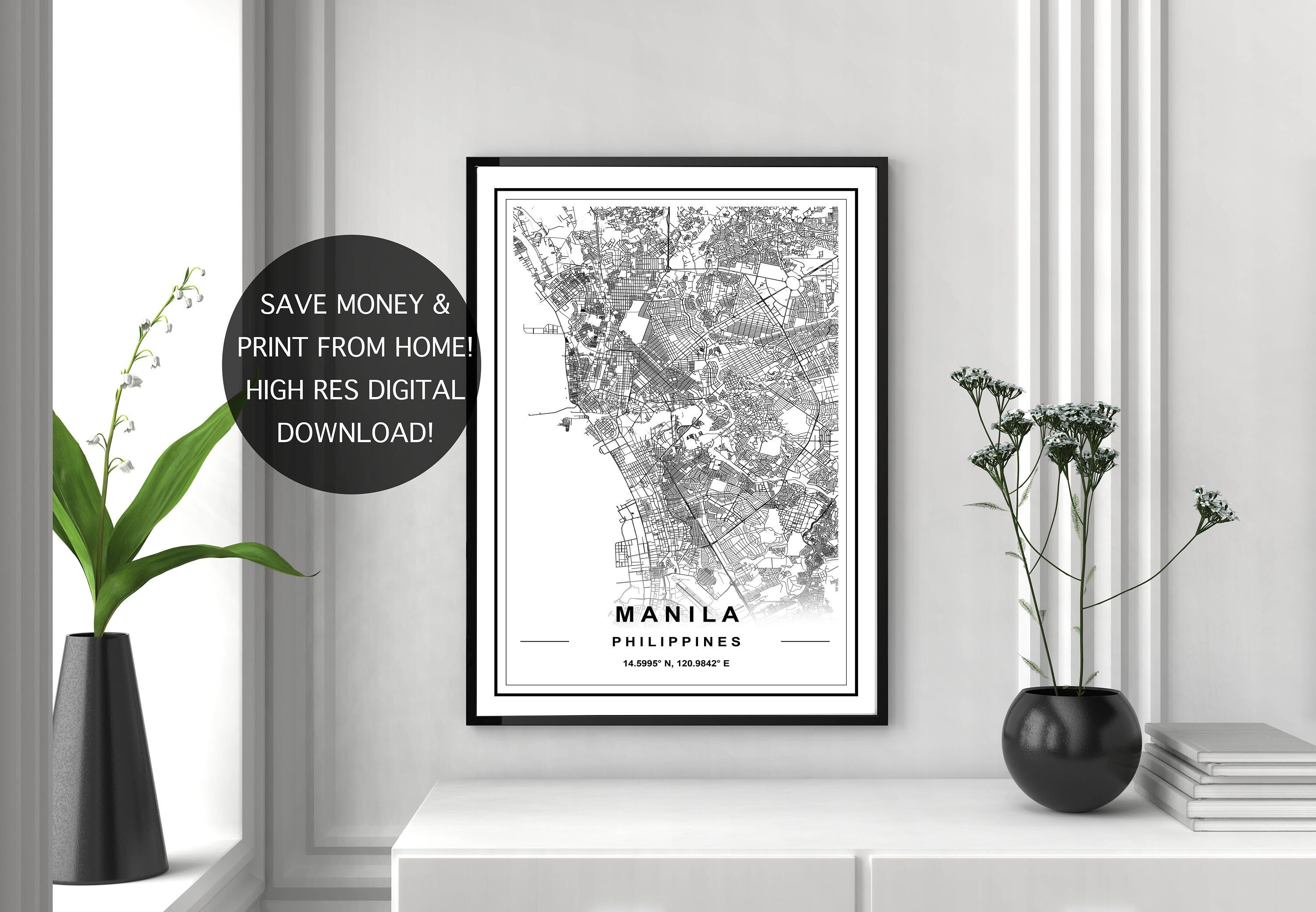 MANILA MAP PRINT, High Res Map, Map of Manila, Manila Map, Manila Map ...