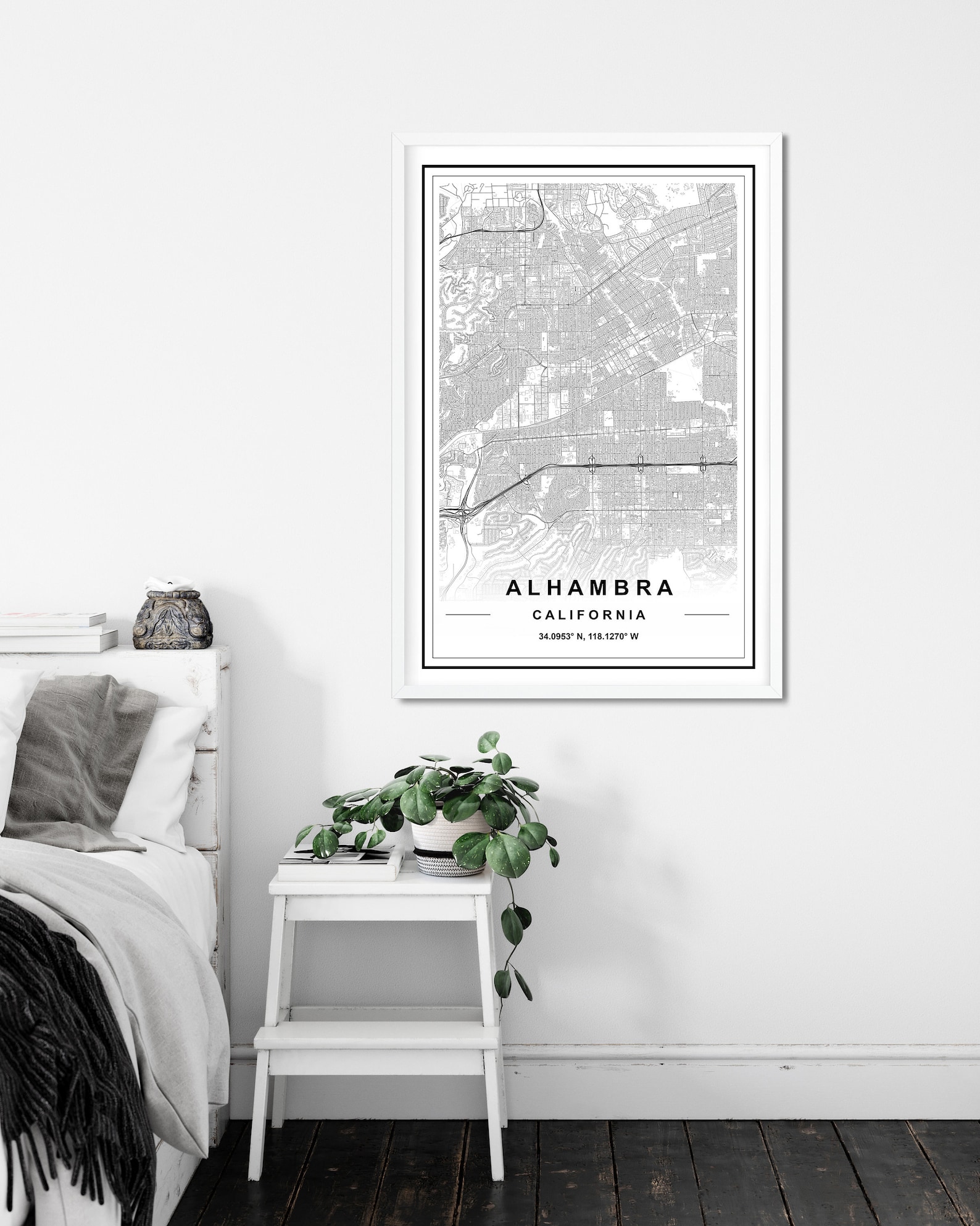 ALHAMBRA MAP PRINT High Res Map Map of Alhambra Alhambra - Etsy