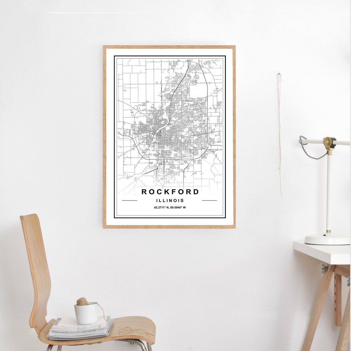 ROCKFORD MAP PRINT High Res Map Map of Rockford Rockford | Etsy