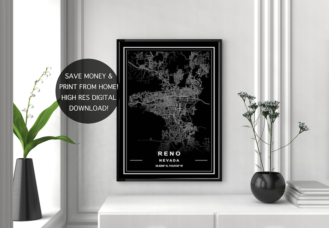 RENO MAP PRINT, High Res Download, Map of Reno, Reno City Map, Map Art ...