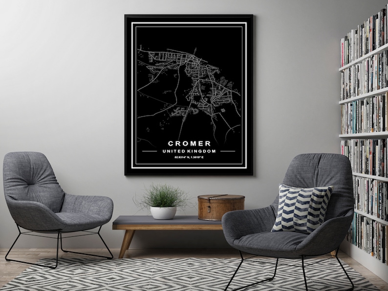 CROMER MAP PRINT High Res Map Map of Cromer Cromer City | Etsy
