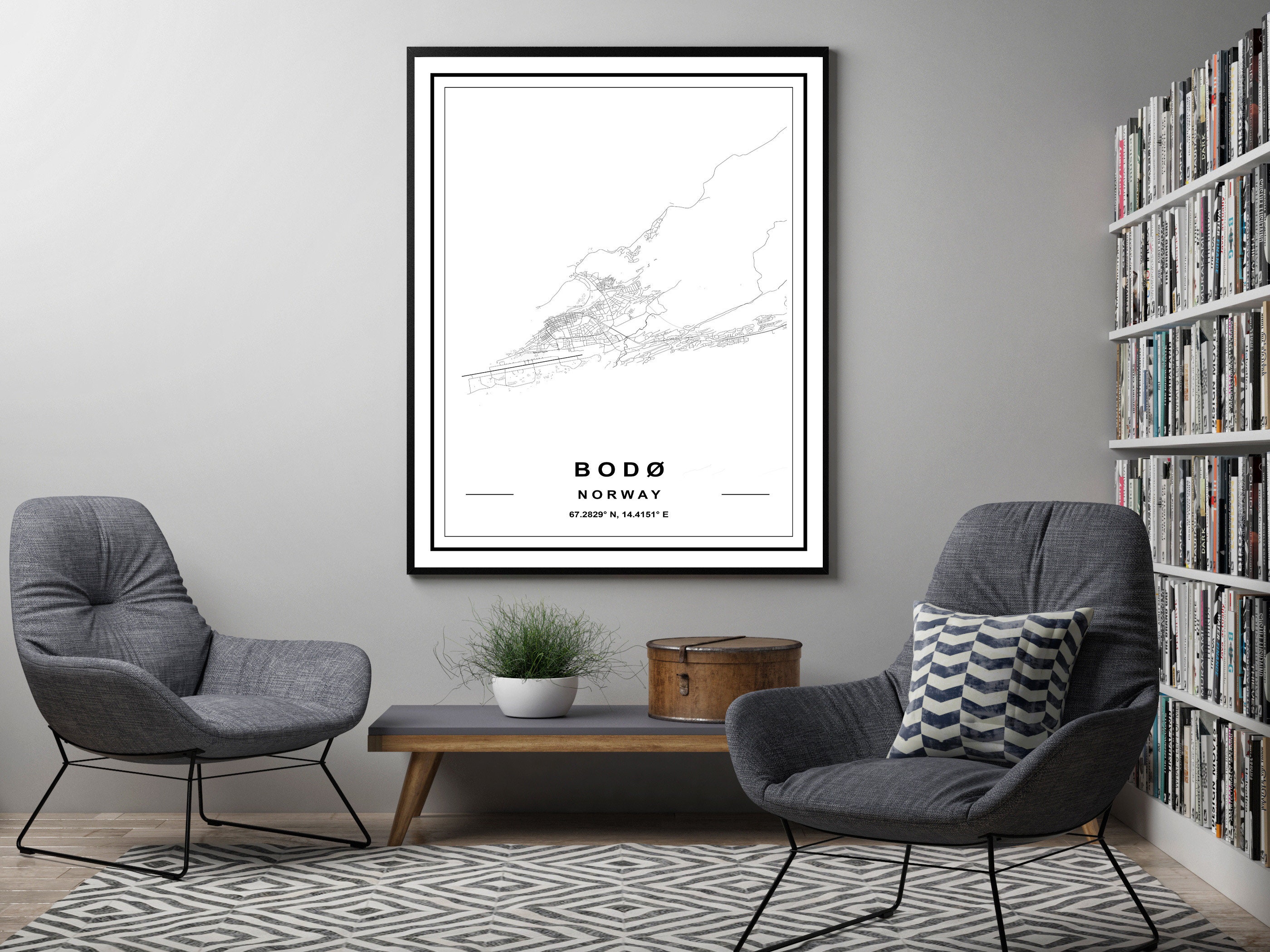 BODØ MAP PRINT High Res Map Map of Bodø Bodo City Map Bodø - Etsy