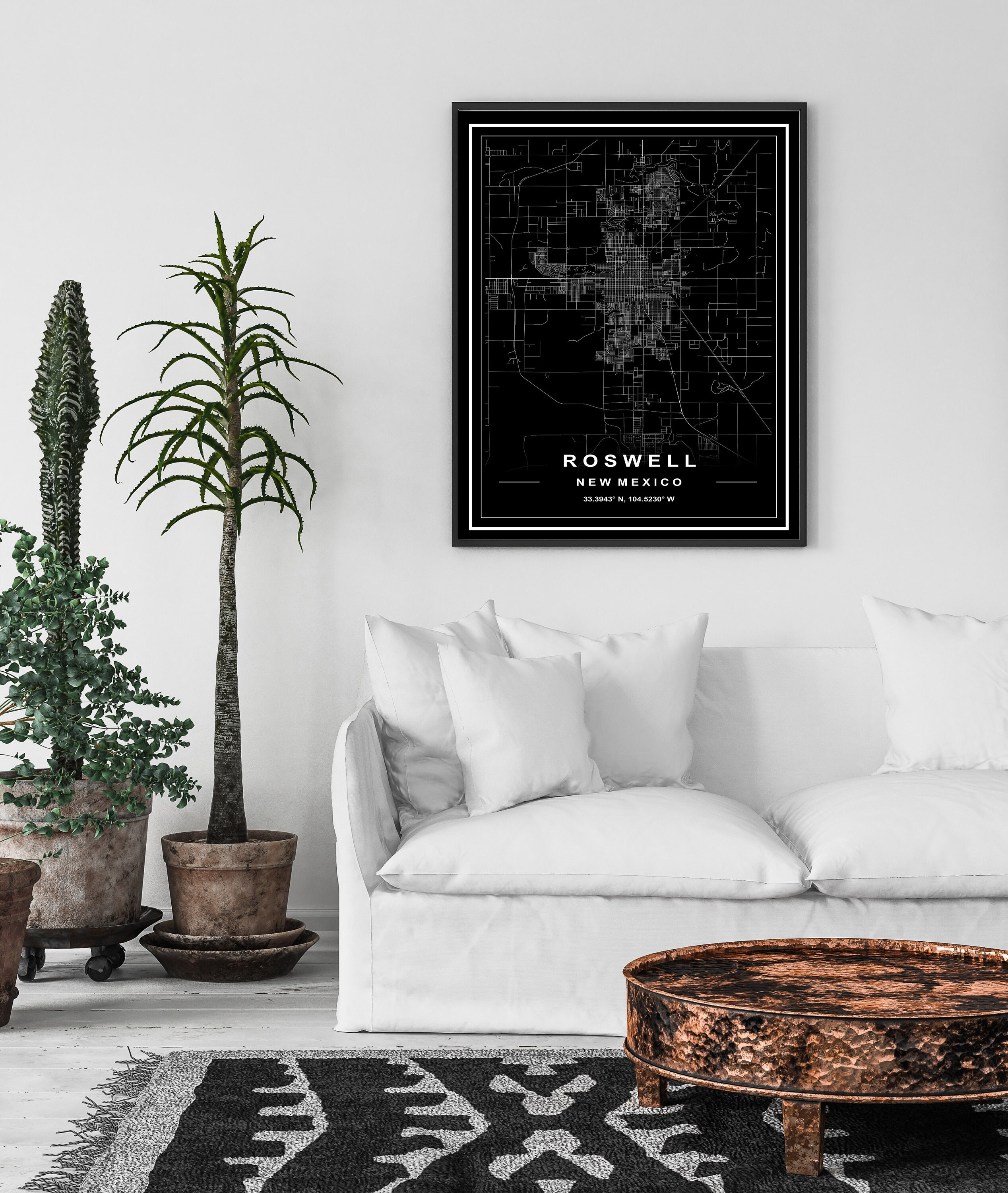 ROSWELL MAP PRINT High Res Map Map of Roswell Roswell City - Etsy