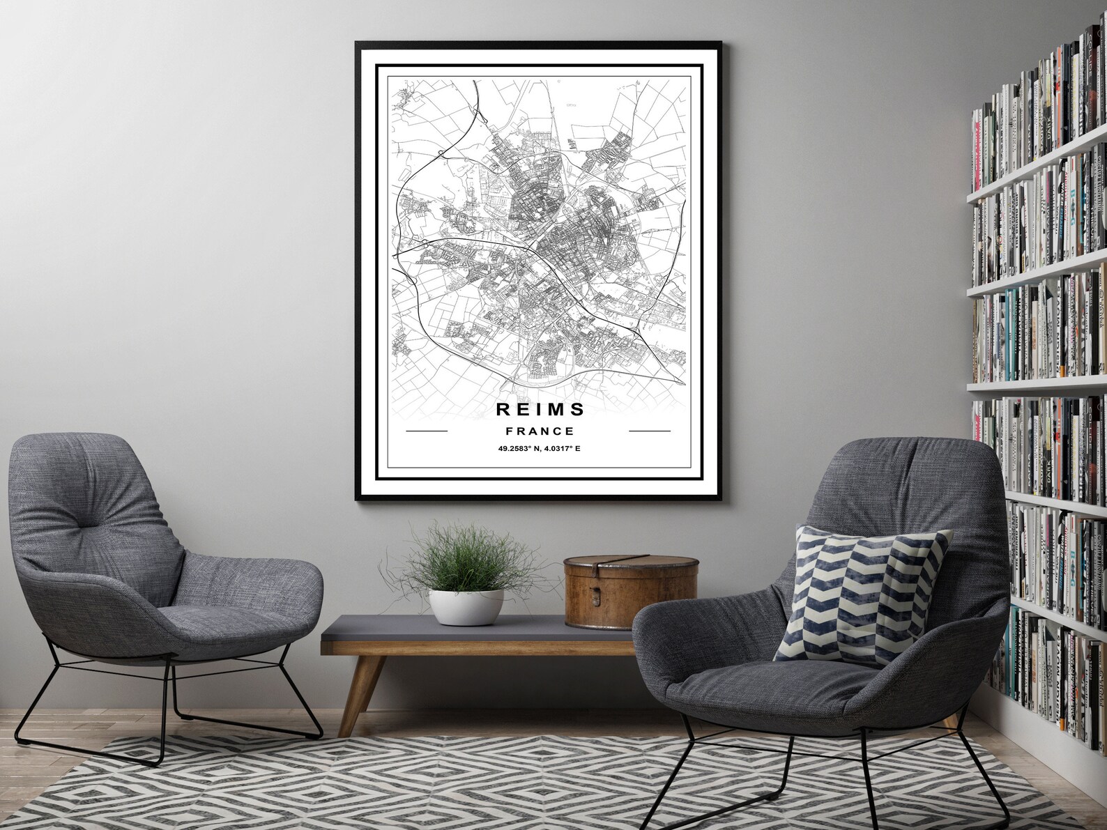 REIMS MAP PRINT, High Res Map, Map of Reims, Reims City Map, Reims ...