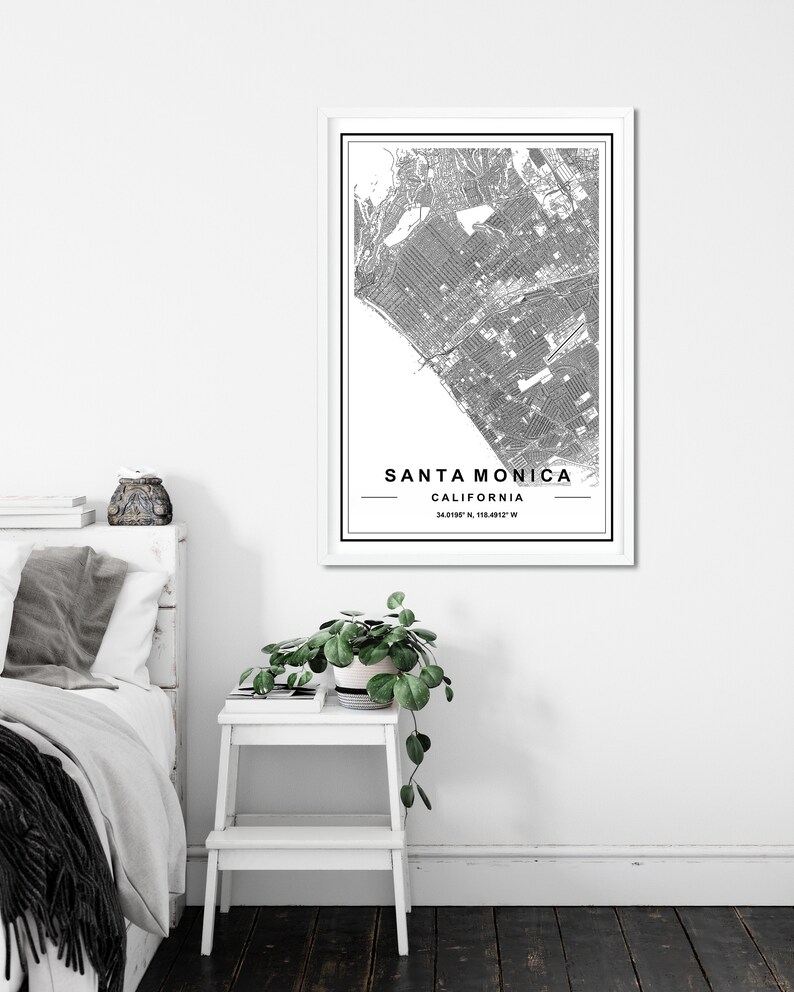 SANTA MONICA MAP High Res Download Map of Santa Monica Map - Etsy