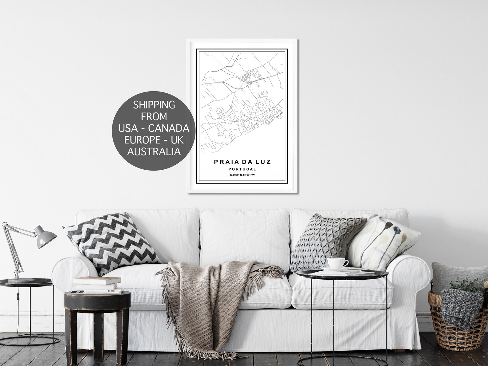 LUZ MAP PRINT High Res Map Map of Praia Da Luz Praia Da Luz - Etsy