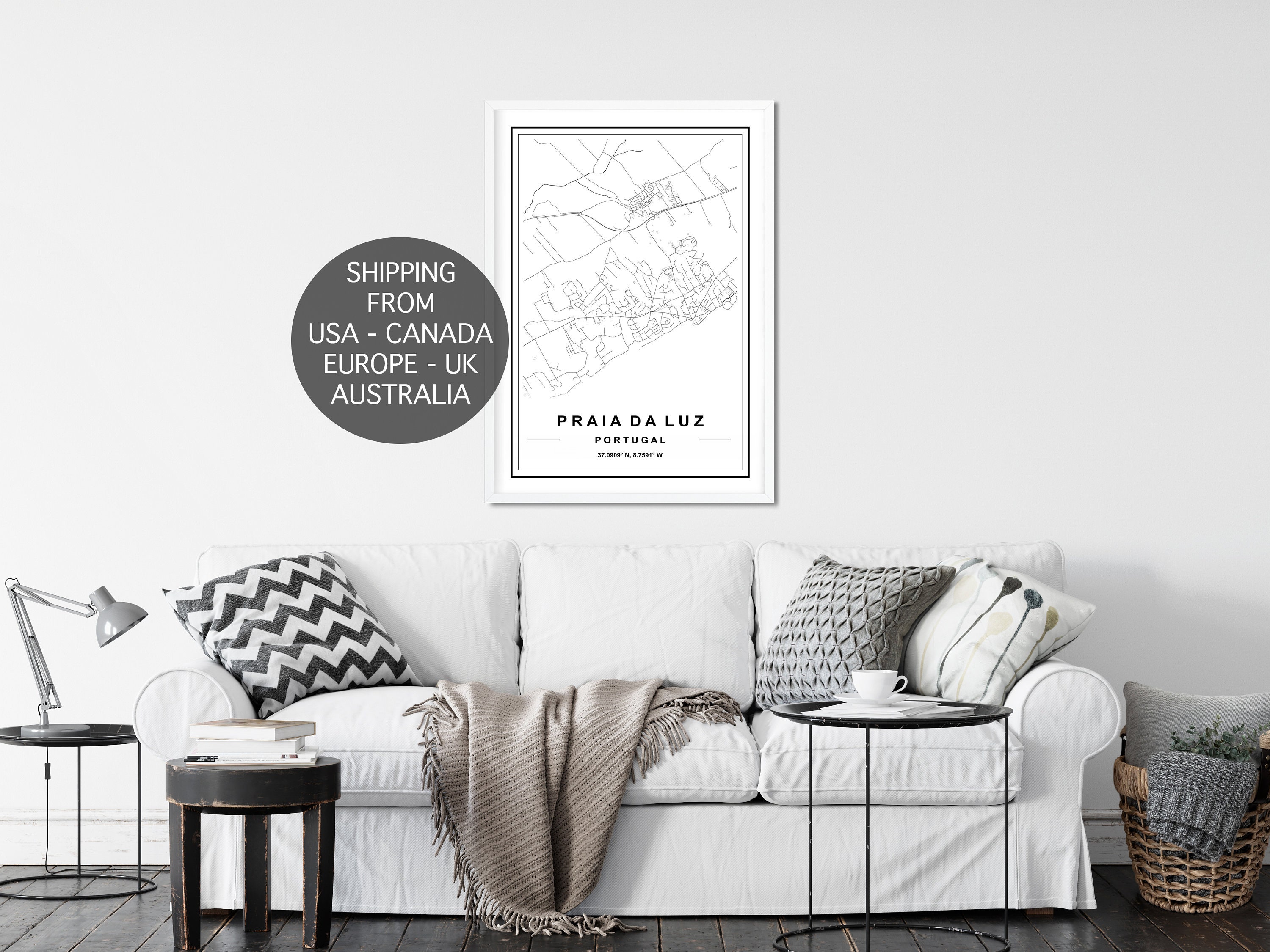 LUZ MAP PRINT High Res Map Map of Praia Da Luz Praia Da Luz - Etsy
