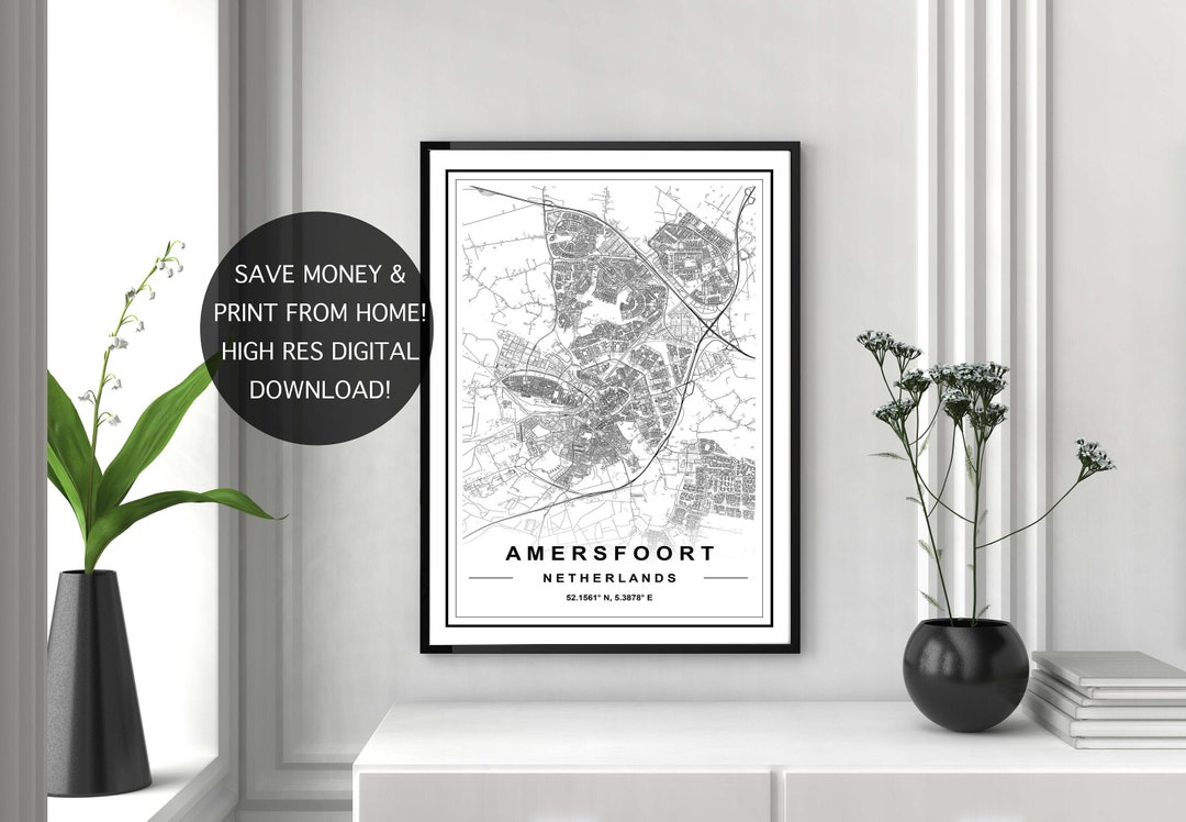 AMERSFOORT MAP PRINT, High Res Download, Map of Amersfoort, Amersfoort ...