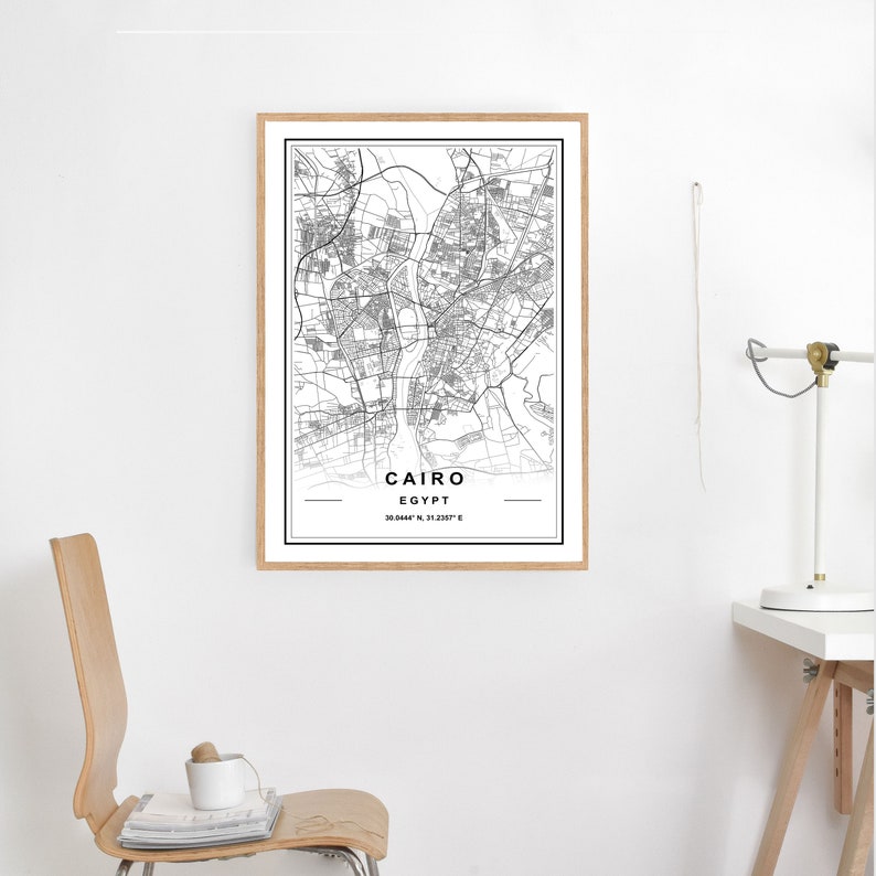 CAIRO MAP PRINT High Res Map Map of Cairo Cairo City Map - Etsy