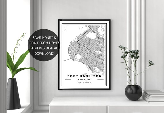 FORT HAMILTON MAP High Res Map Map of Fort Hamilton New - Etsy