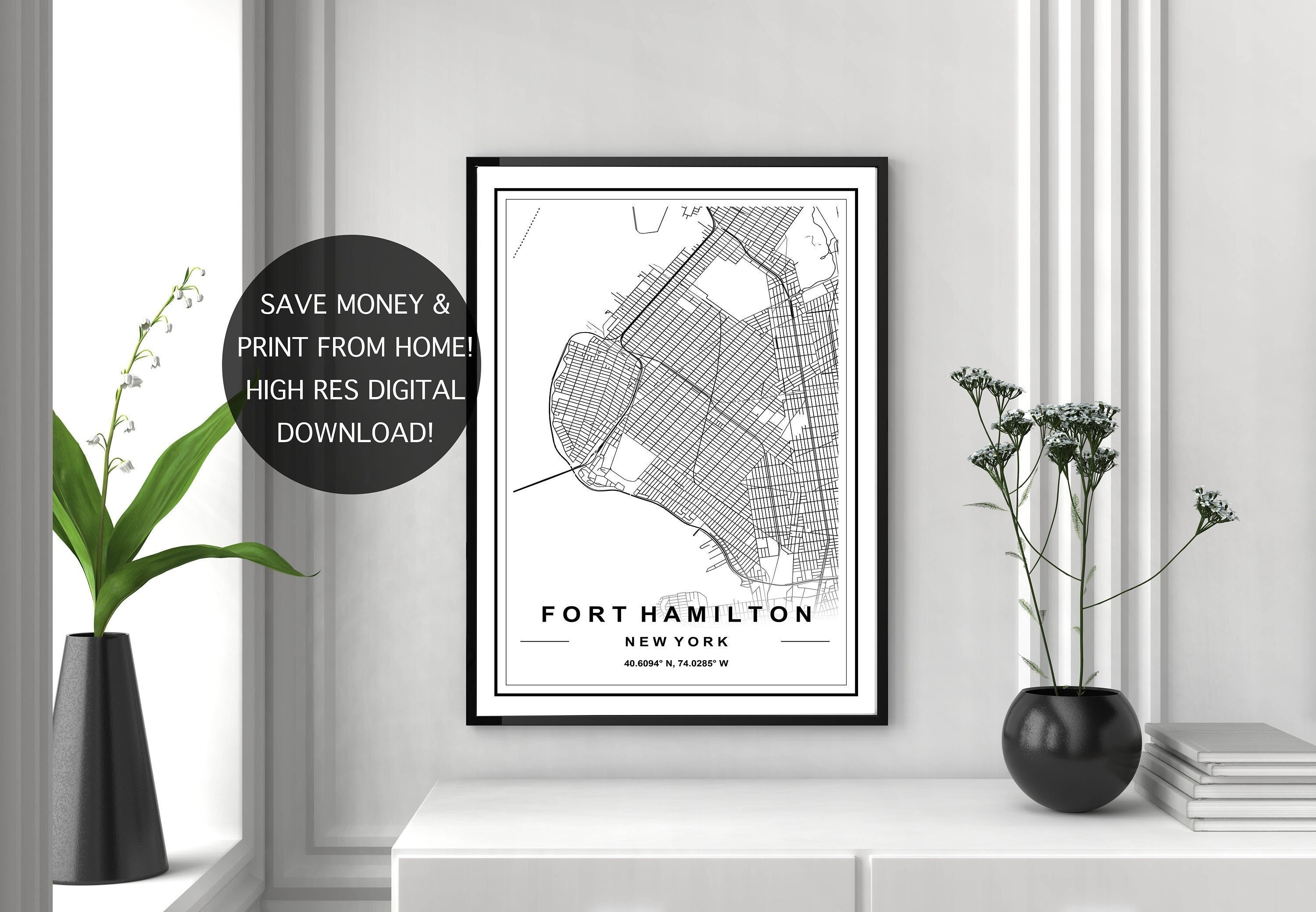 FORT HAMILTON MAP High Res Map Map of Fort Hamilton New - Etsy