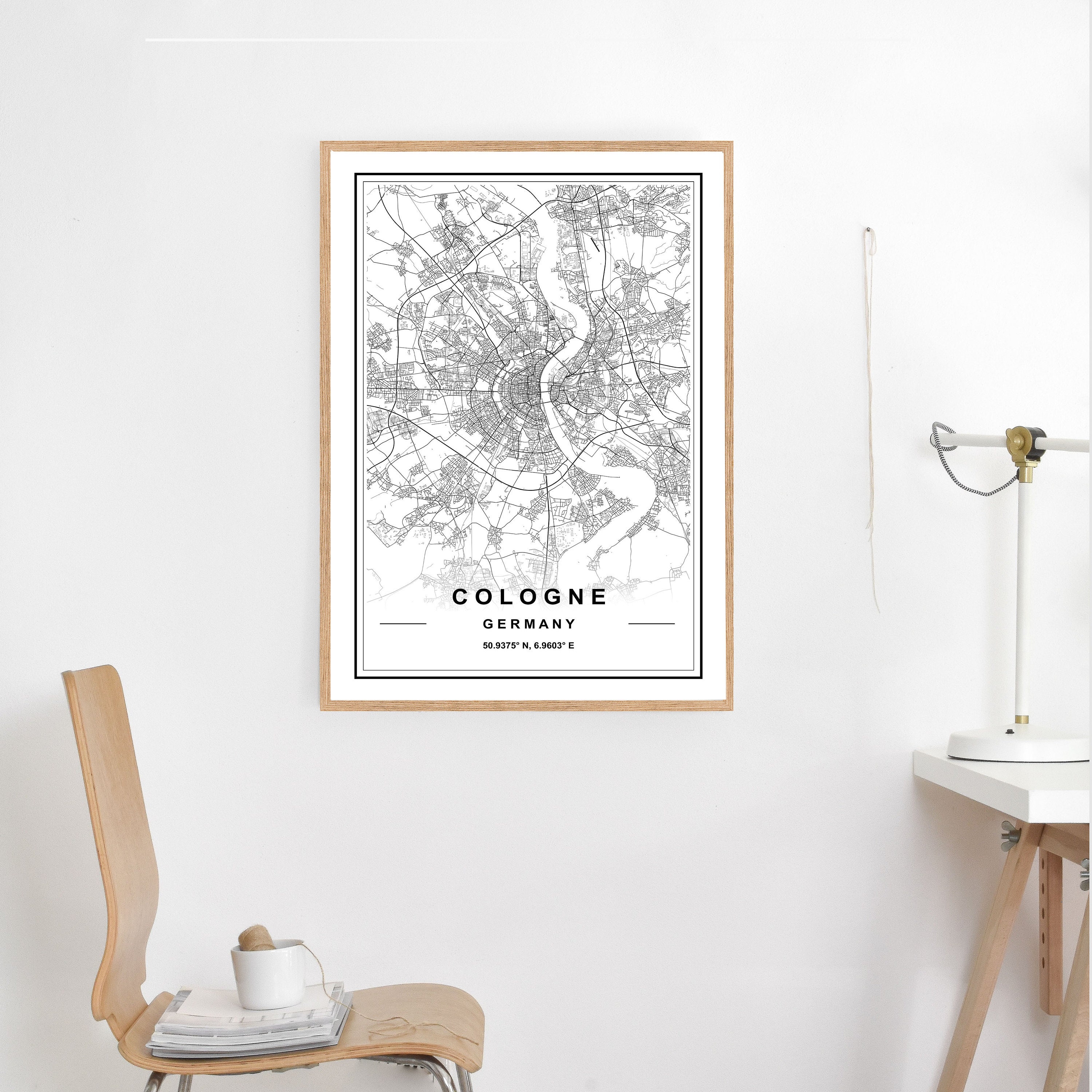 COLOGNE MAP PRINT, High Res Map, Map of Cologne, Cologne City Map ...