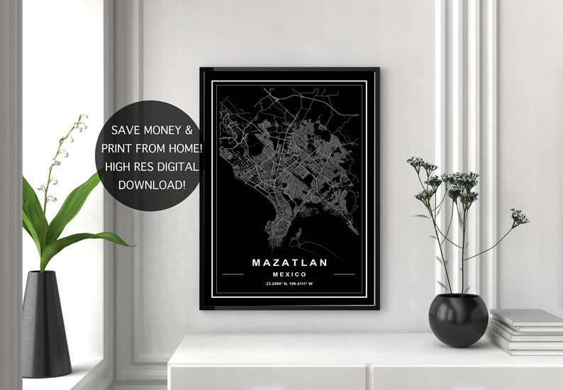 MAZATLAN MAP PRINT High Res Download Map of Mazatlan - Etsy