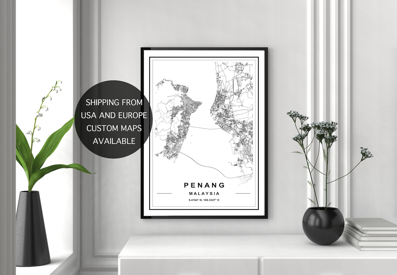 PENANG MAP PRINT, High Res Map, Map of Penang, Penang City Map, Map of ...