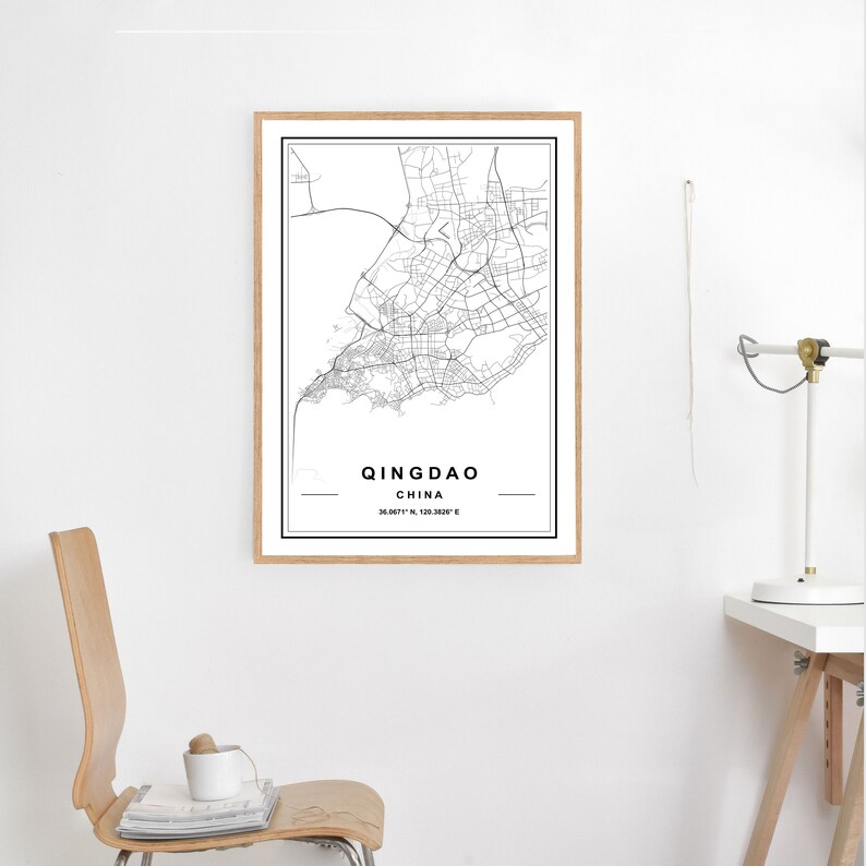 QINGDAO MAP PRINT, High Res Map, Map of Qingdao, Qingdao Map, Qingdao ...