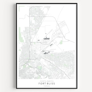 FORT BLISS MAP, Map of Fort Bliss, Fort Bliss Base Map, Fort Bliss Map Print, Fort Bliss Map ...