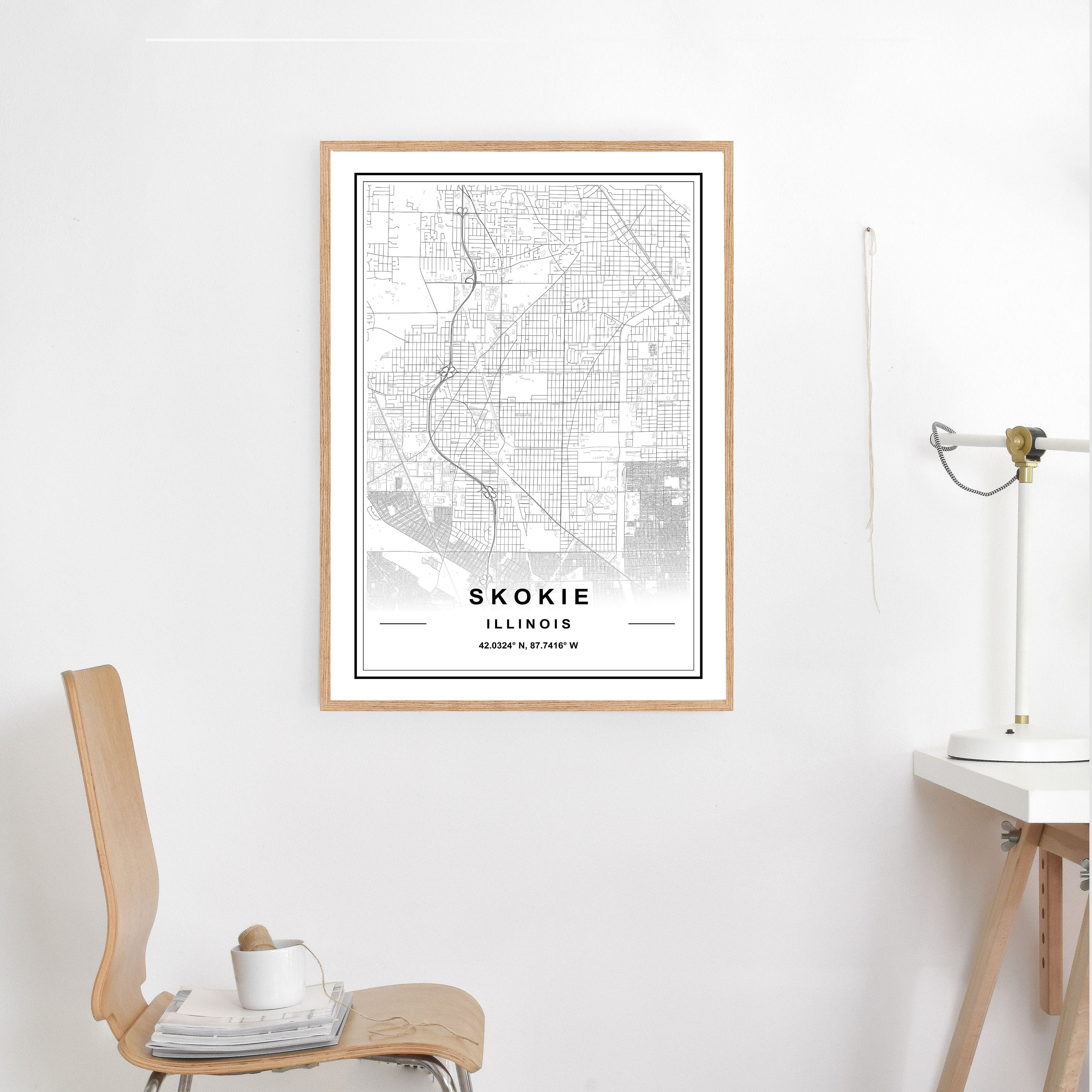 SKOKIE MAP PRINT High Res Map Map of Skokie Skokie Maps - Etsy