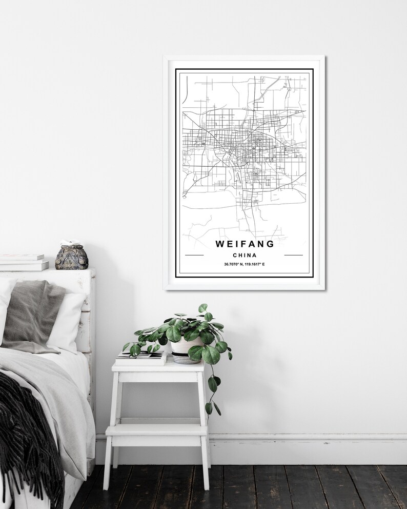 WEIFANG MAP PRINT High Res Map Map of Weifang Weifang City - Etsy