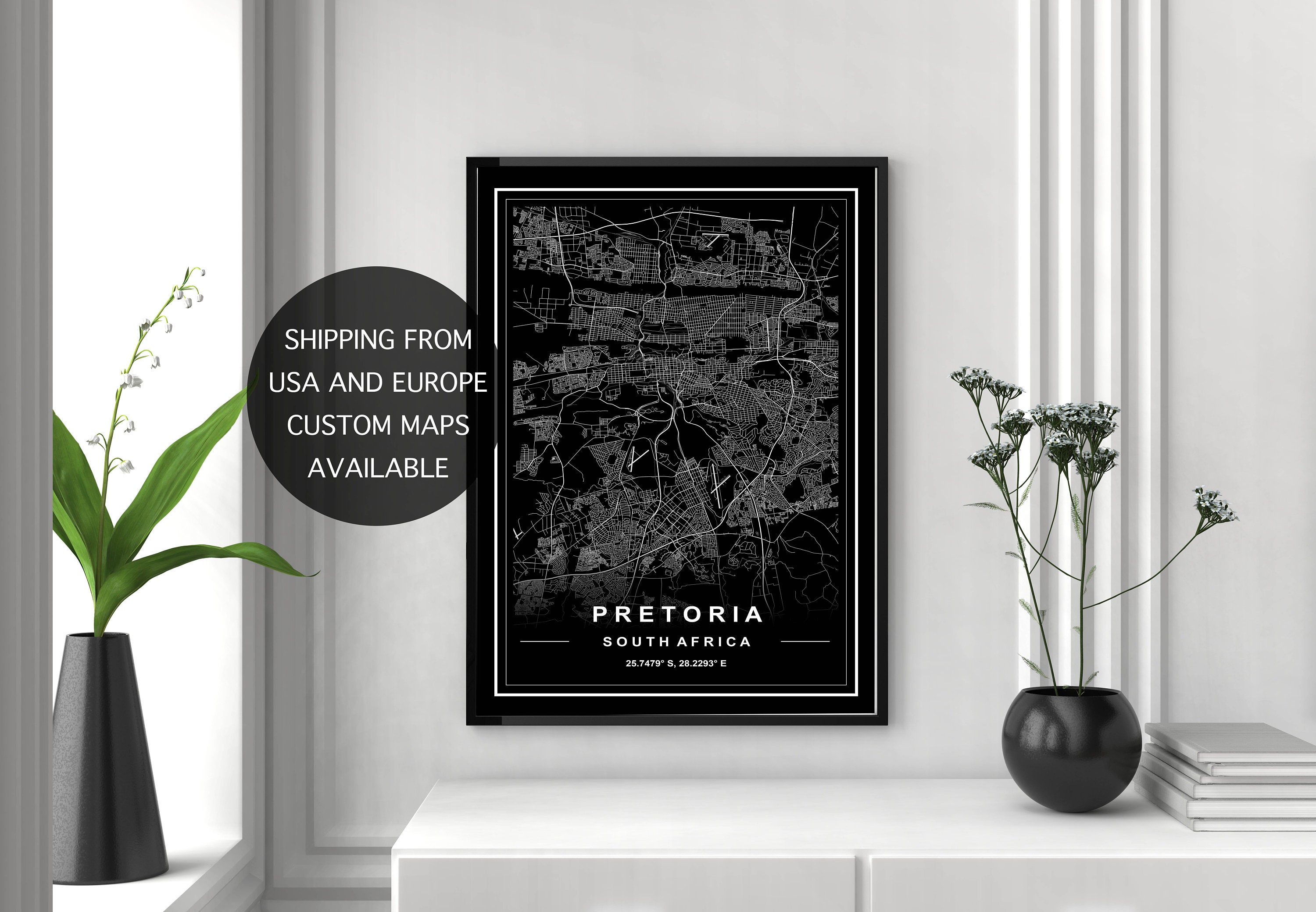PRETORIA MAP PRINT High Res Map Map of Pretoria Pretoria - Etsy