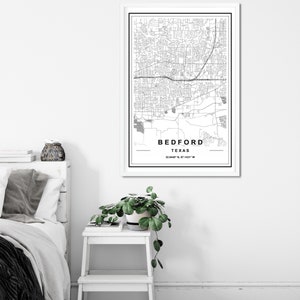BEDFORD MAP PRINT, High Res Map, Map of Bedford, Bedford City Map ...