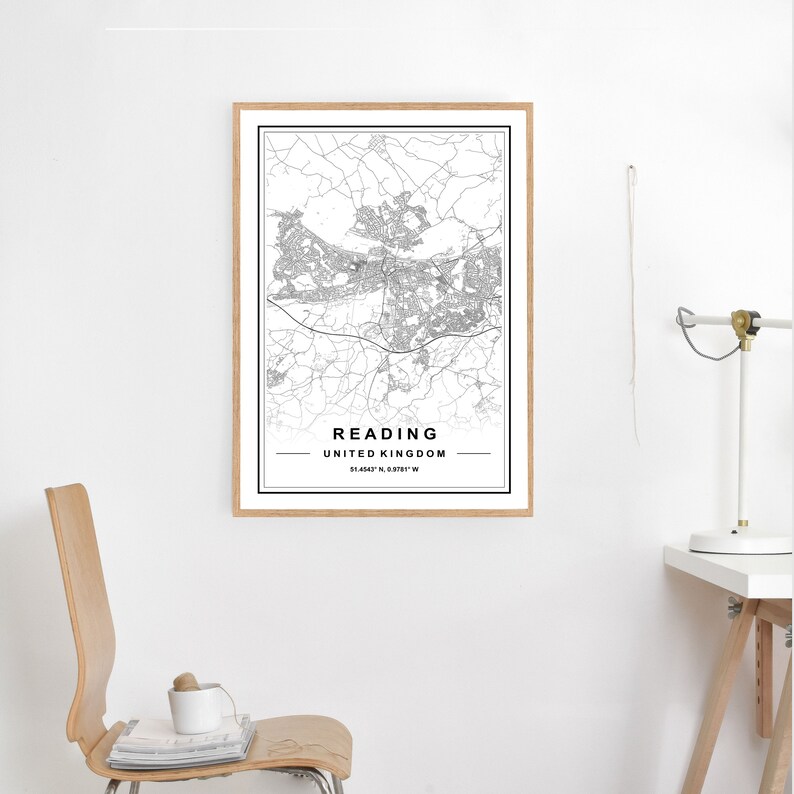 READING MAP PRINT High Res Map Map of Reading Reading Map - Etsy