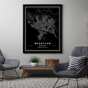 MAZATLAN MAP PRINT High Res Download Map of Mazatlan | Etsy