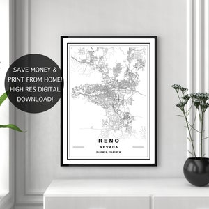 RENO MAP PRINT, High Res Download, Map of Reno, Reno City Map, Map Art ...