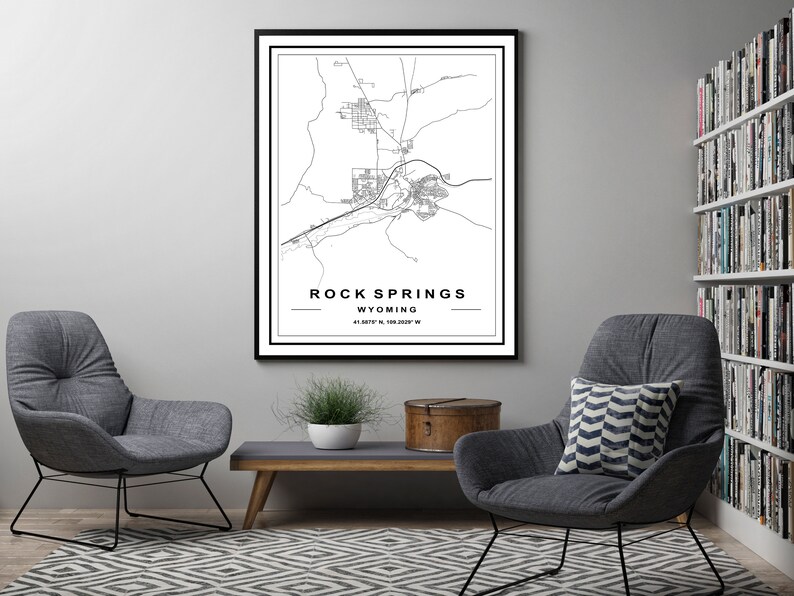 ROCK SPRINGS MAP High Res Map Map of Rock Springs Rock - Etsy