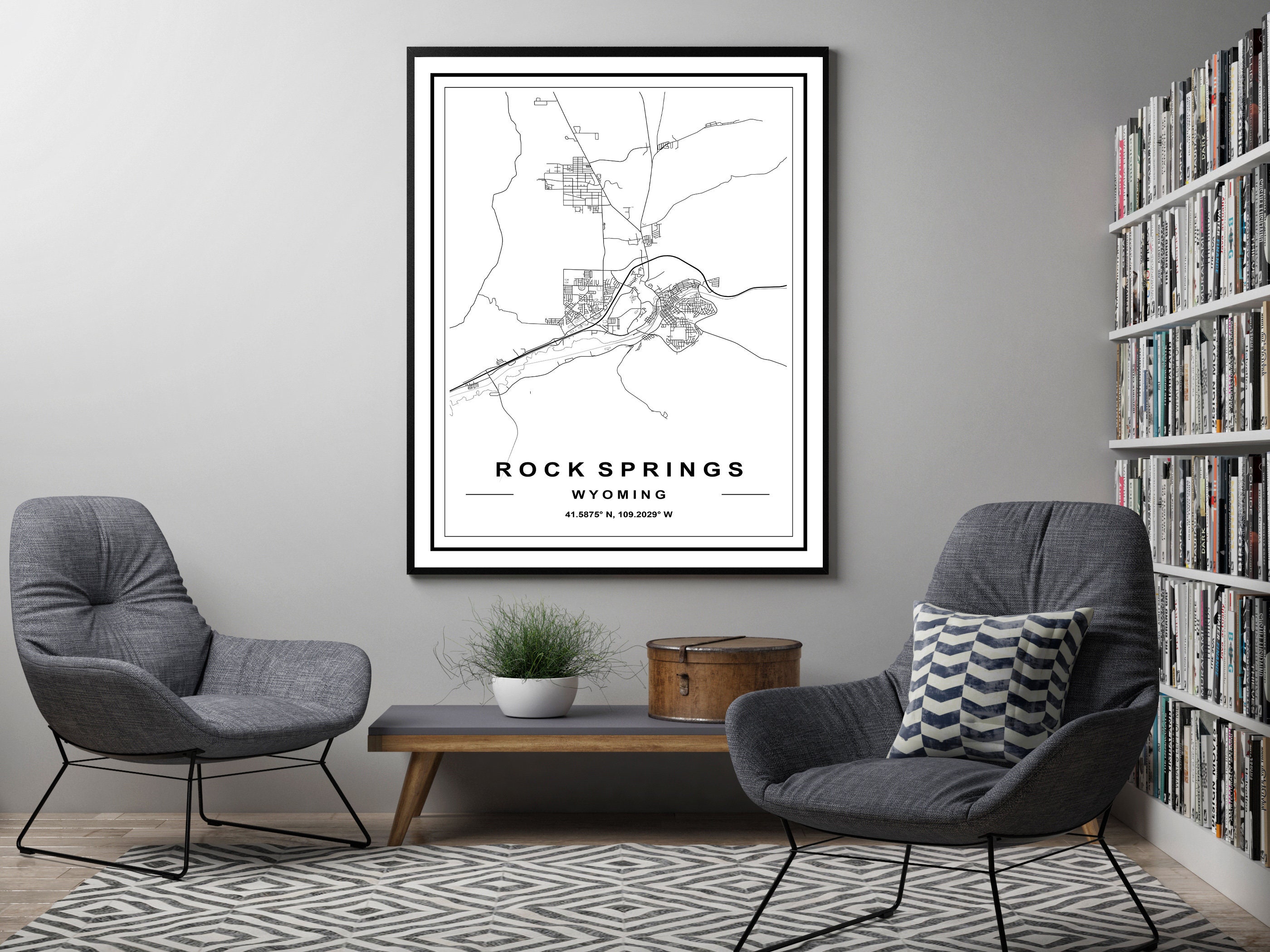 ROCK SPRINGS MAP High Res Map Map of Rock Springs Rock - Etsy