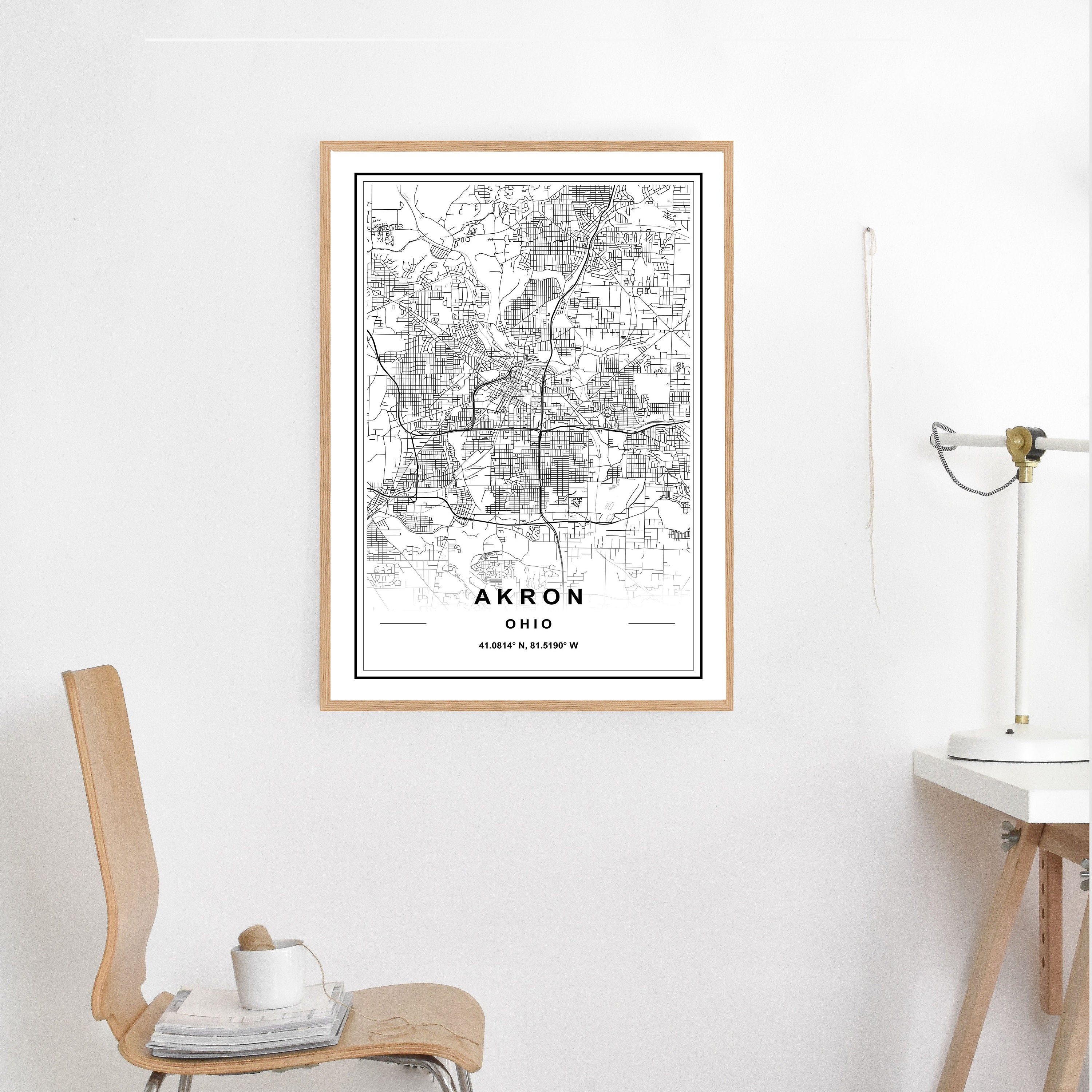 AKRON MAP PRINT High Res Map Map of Akron Akron City Map - Etsy