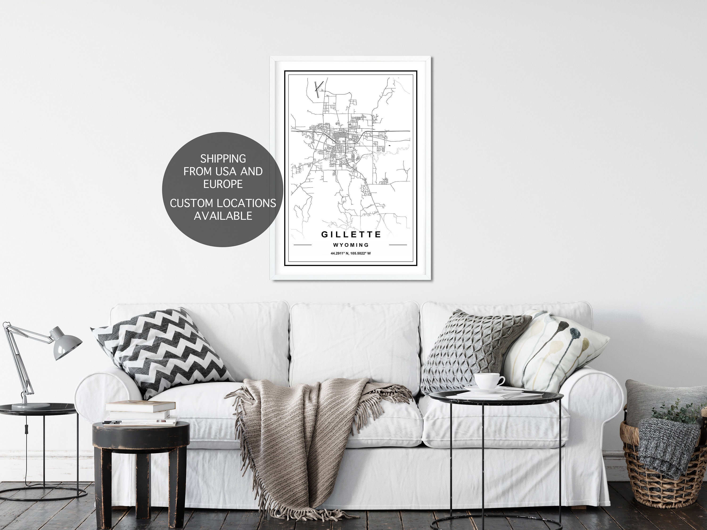 GILLETTE MAP PRINT High Res Map Map of Gillette Gillette - Etsy