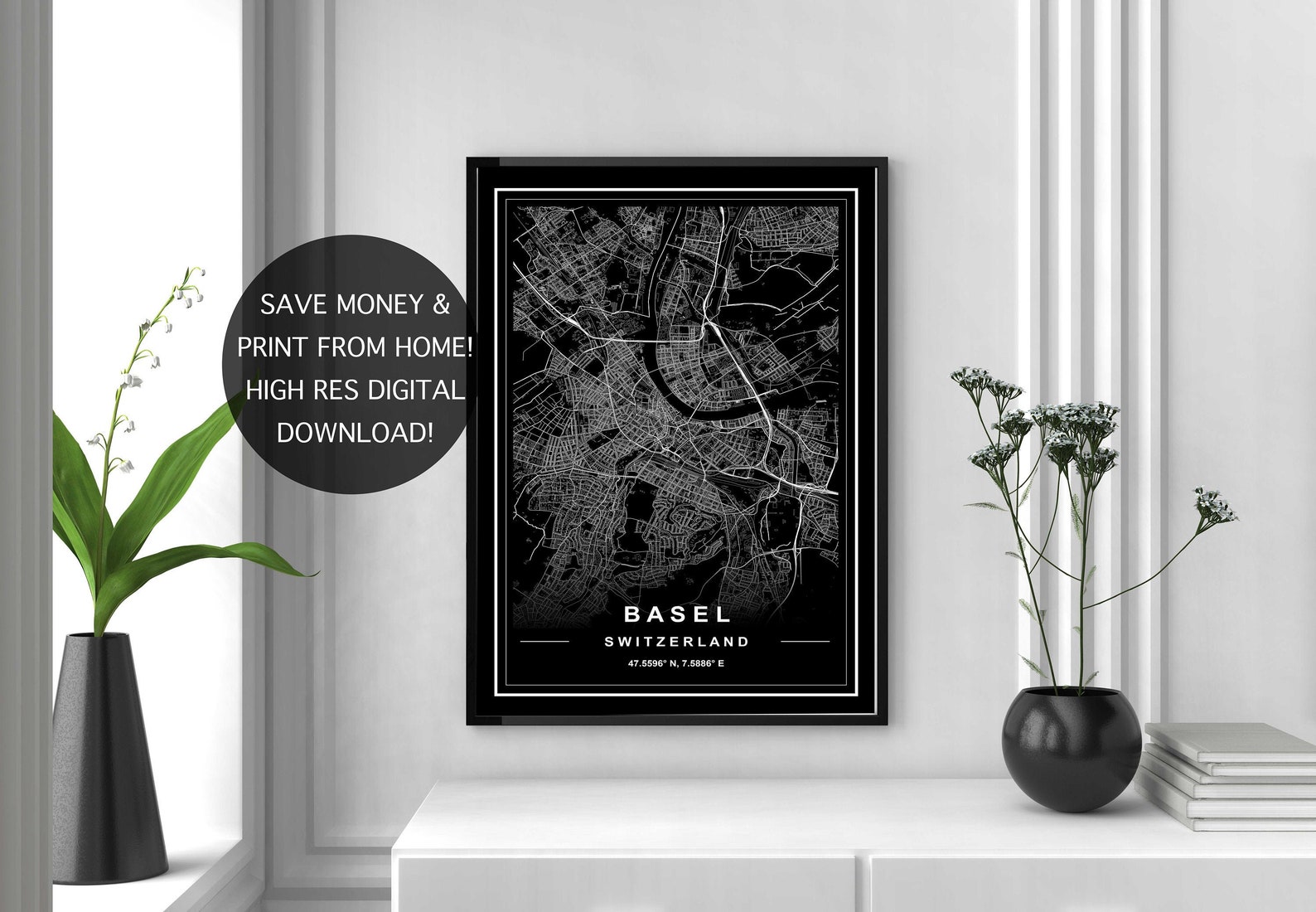 BASEL MAP PRINT High Res Map Map of Basel Basel Map - Etsy