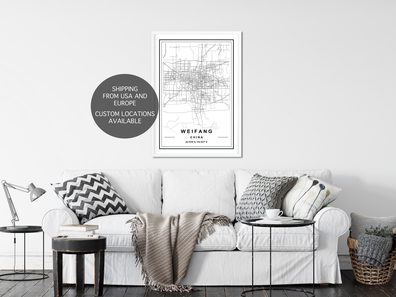WEIFANG MAP PRINT High Res Map Map of Weifang Weifang City - Etsy