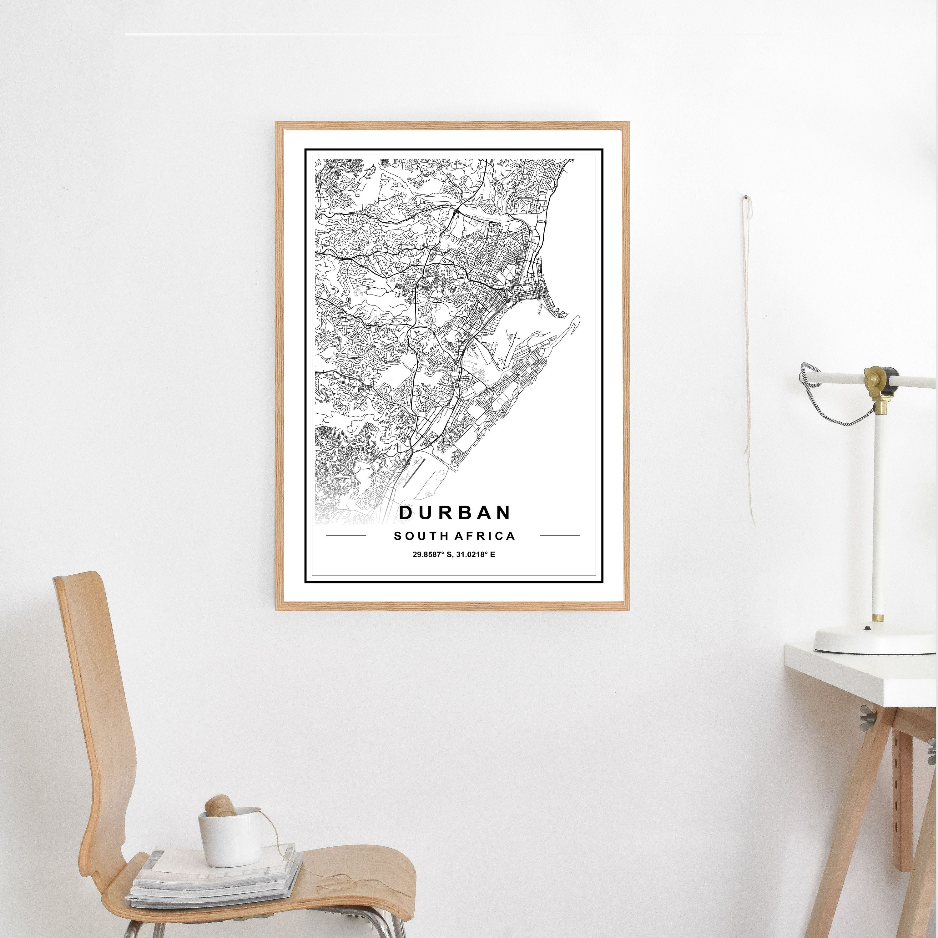 DURBAN MAP PRINT High Res Map Map of Durban Durban City - Etsy