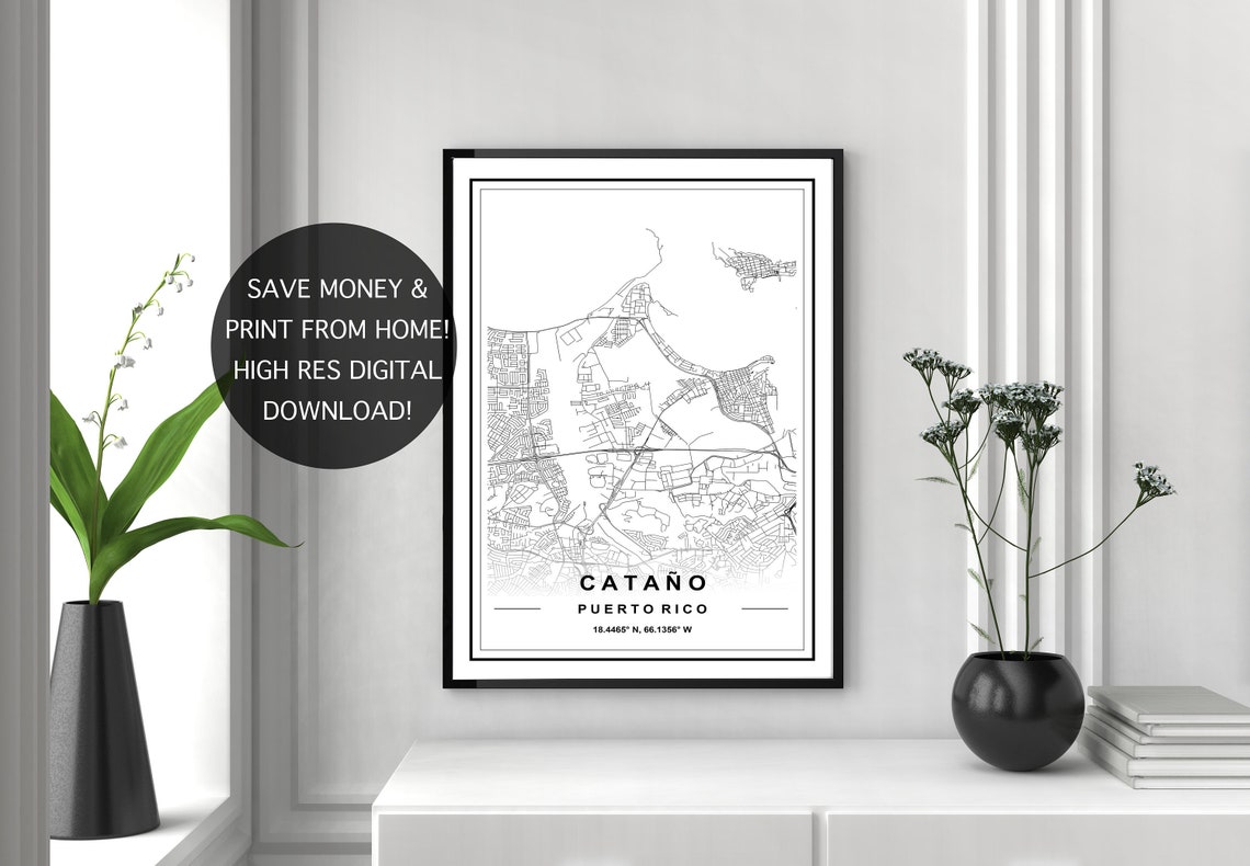 CATAÑO MAP PRINT High Res Map Map Of Cataño Cataño City | Etsy