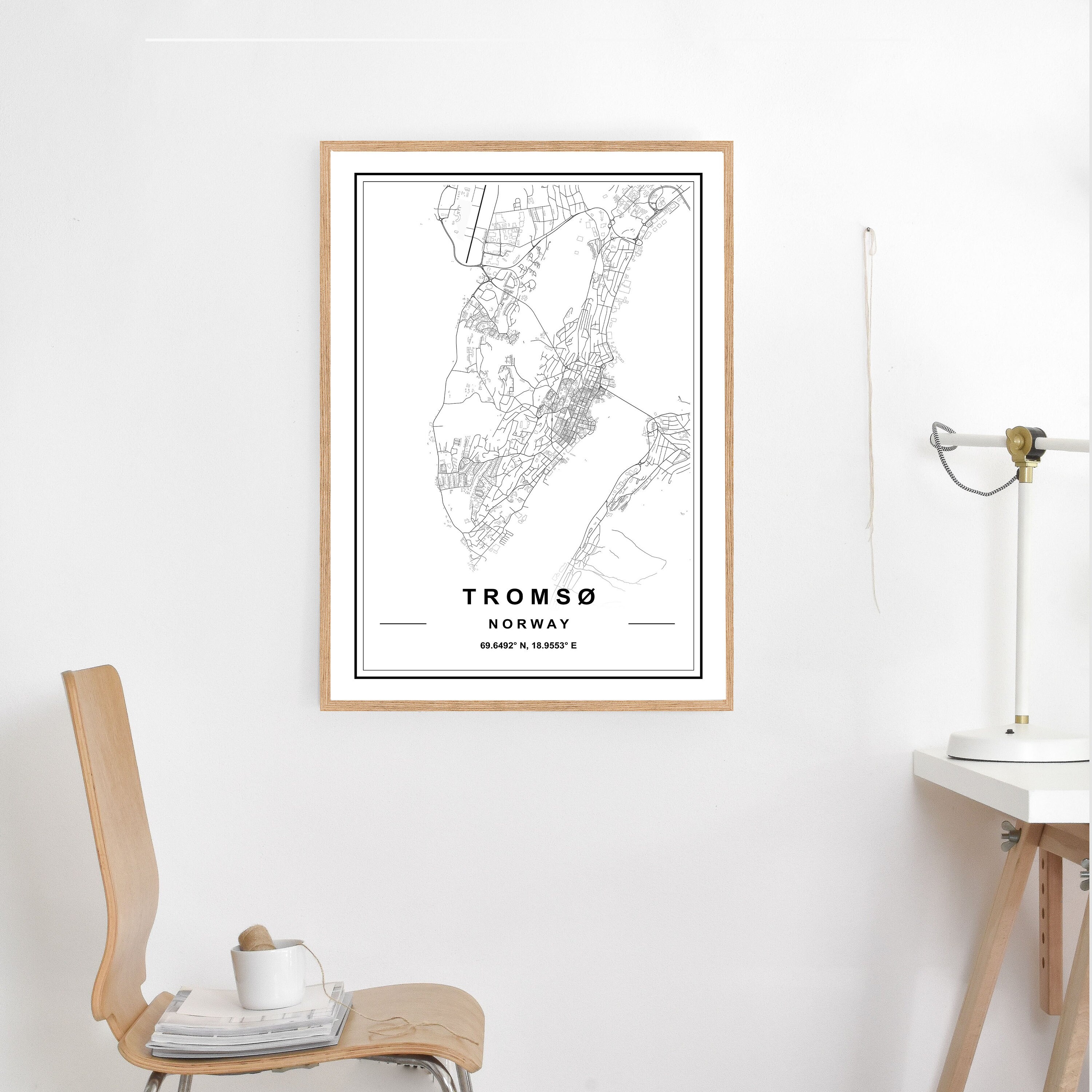 TROMSØ MAP PRINT, High Res Map, Map of Tromsø, Tromsø City Map, Tromsø ...
