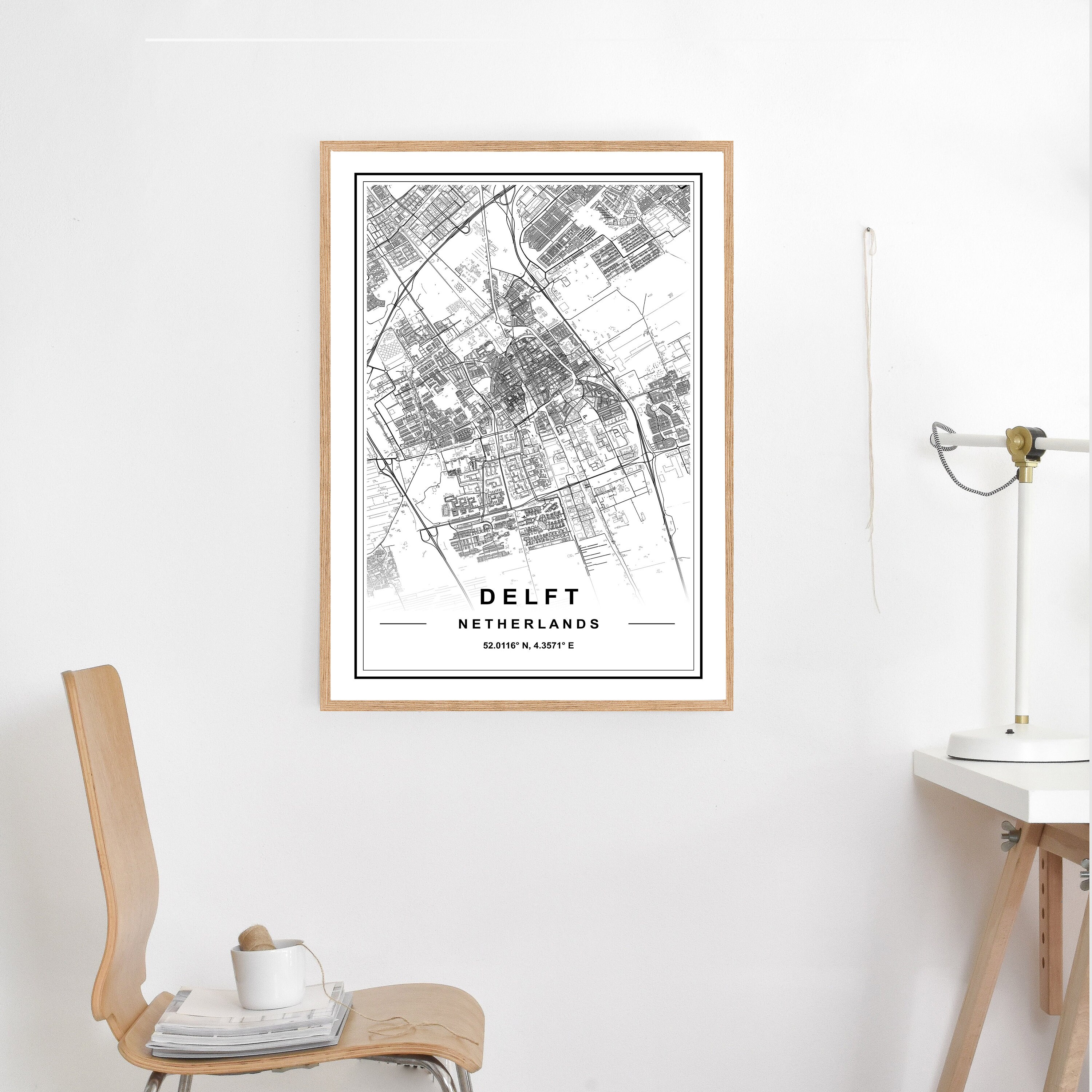 DELFT MAP PRINT High Res Map Map of Delft Delft City Map - Etsy