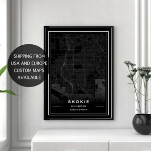 SKOKIE MAP PRINT, High Res Map, Map of Skokie, Skokie Maps, Skokie Map ...