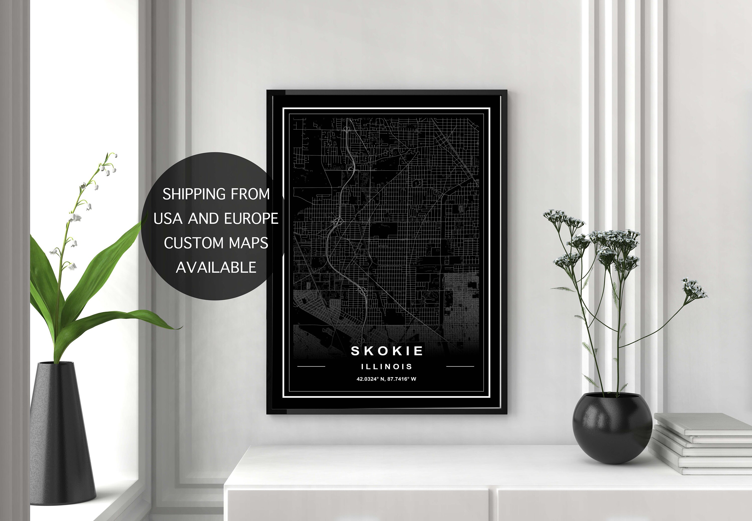 SKOKIE MAP PRINT High Res Map Map of Skokie Skokie Maps - Etsy