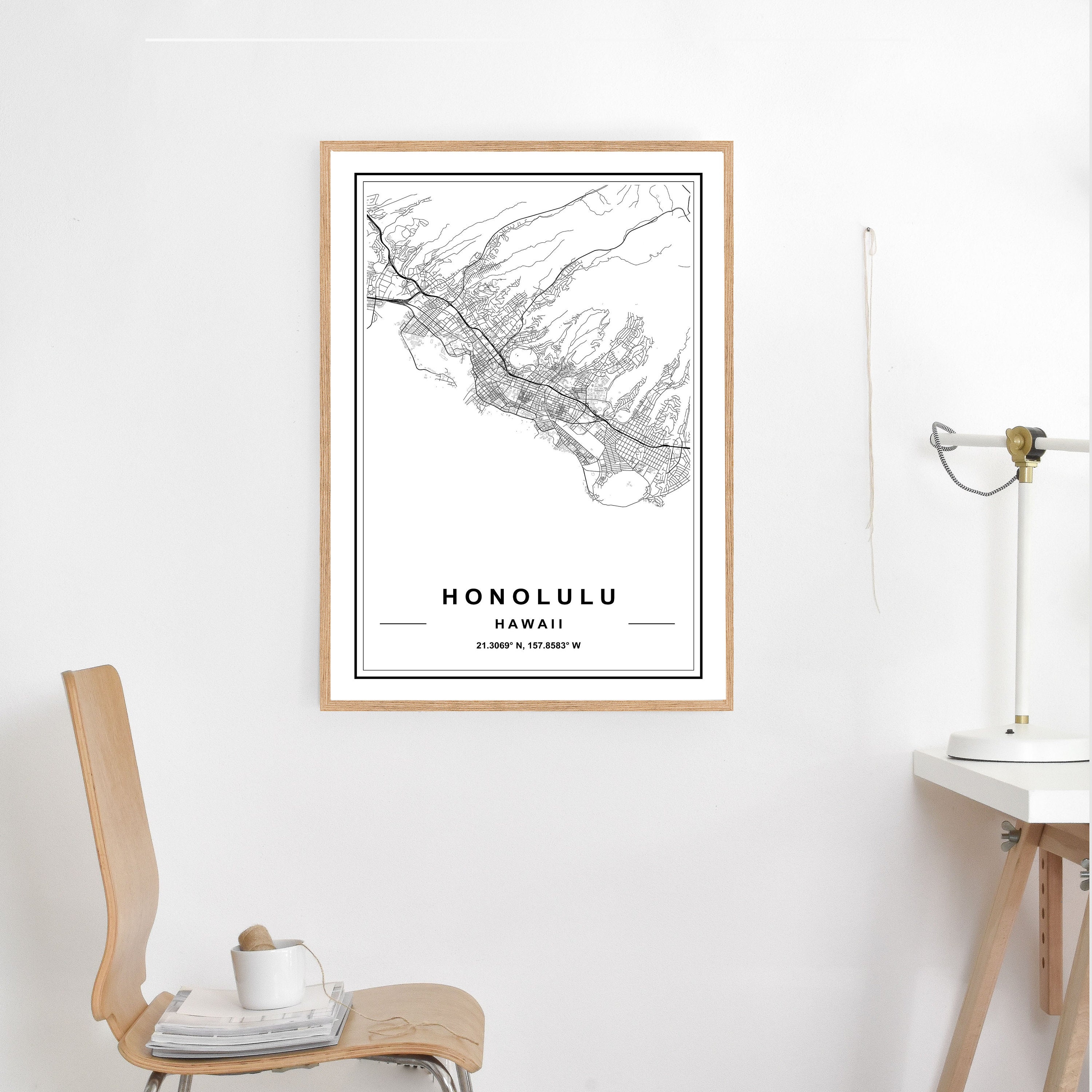 HONOLULU MAP PRINT High Res Map Map of Honolulu Honolulu - Etsy