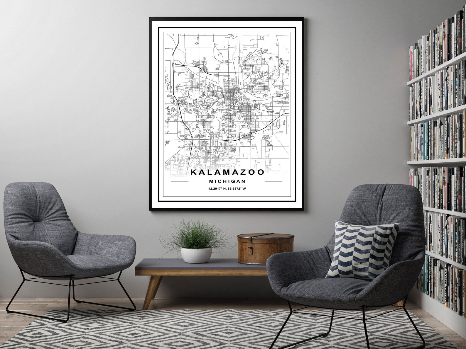 KALAMAZOO MAP PRINT High Res Map Map of Kalamazoo Kalamazoo - Etsy