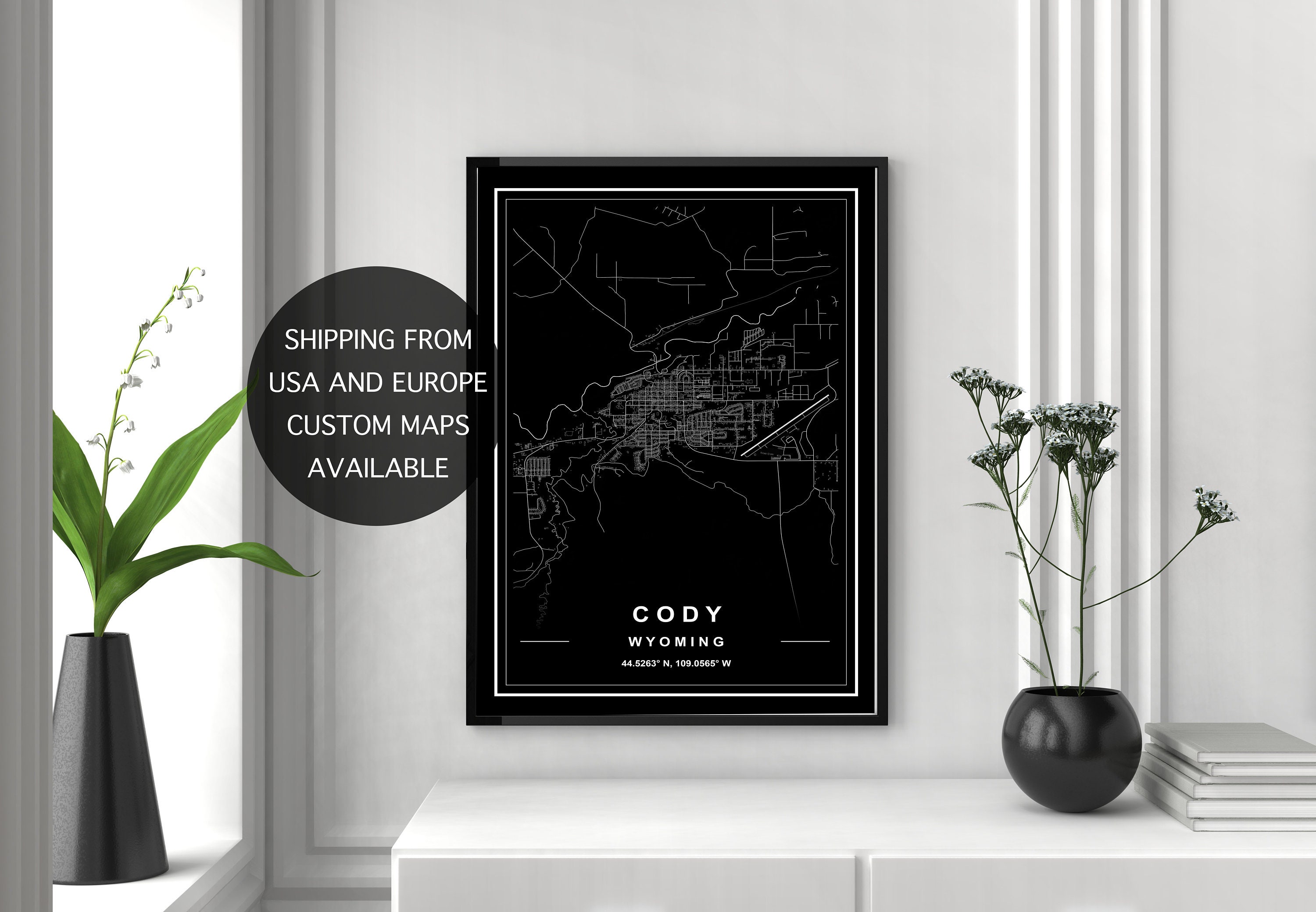 CODY MAP PRINT, High Res Map, Map of Cody, Cody City Map, Cody Wyoming ...
