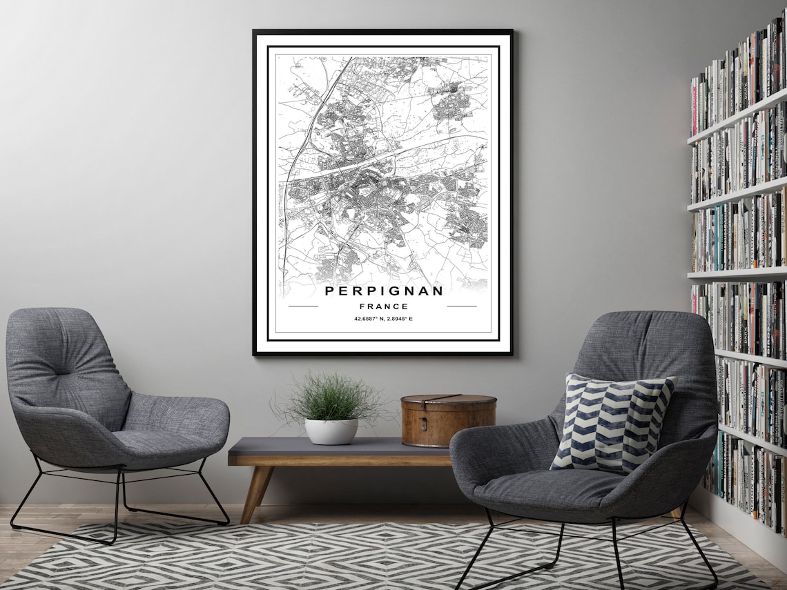 PERPIGNAN MAP PRINT High Res Map Map of Perpignan Perpignan | Etsy