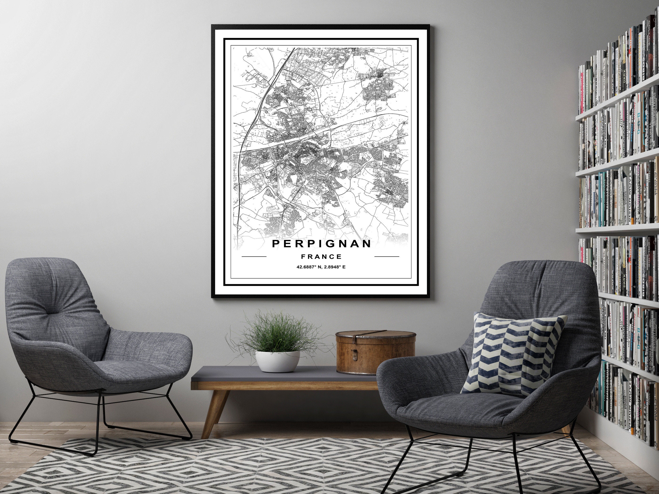 PERPIGNAN MAP PRINT High Res Map Map of Perpignan Perpignan - Etsy