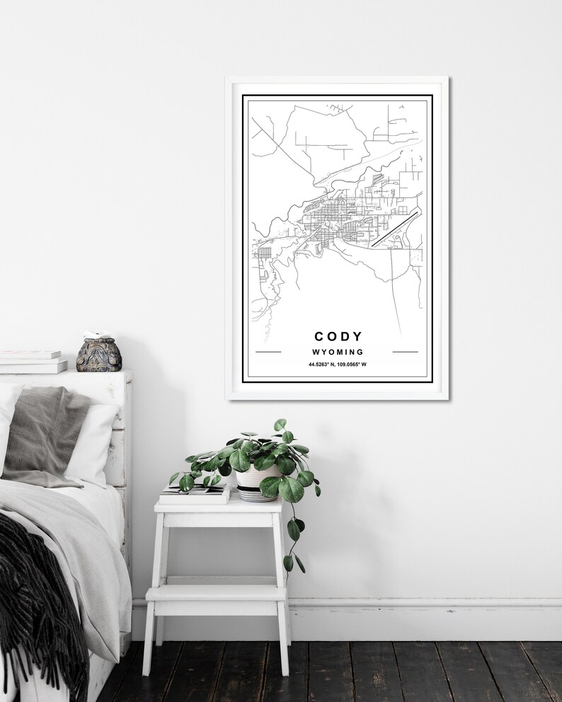 CODY MAP PRINT High Res Map Map of Cody Cody City Map Cody - Etsy