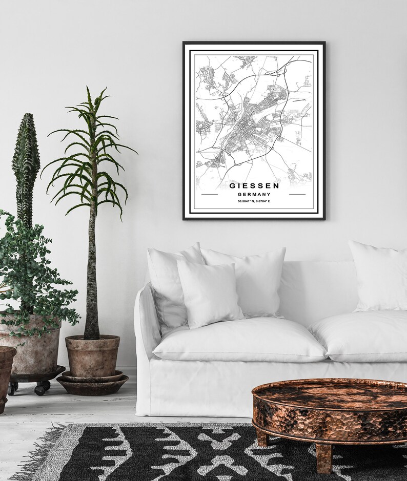 GIESSEN MAP PRINT, High Res Map, Map of Giessen, Giessen Germany Map ...