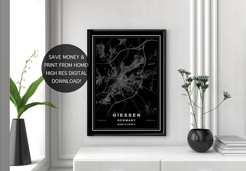 GIESSEN MAP PRINT, High Res Map, Map of Giessen, Giessen Germany Map ...