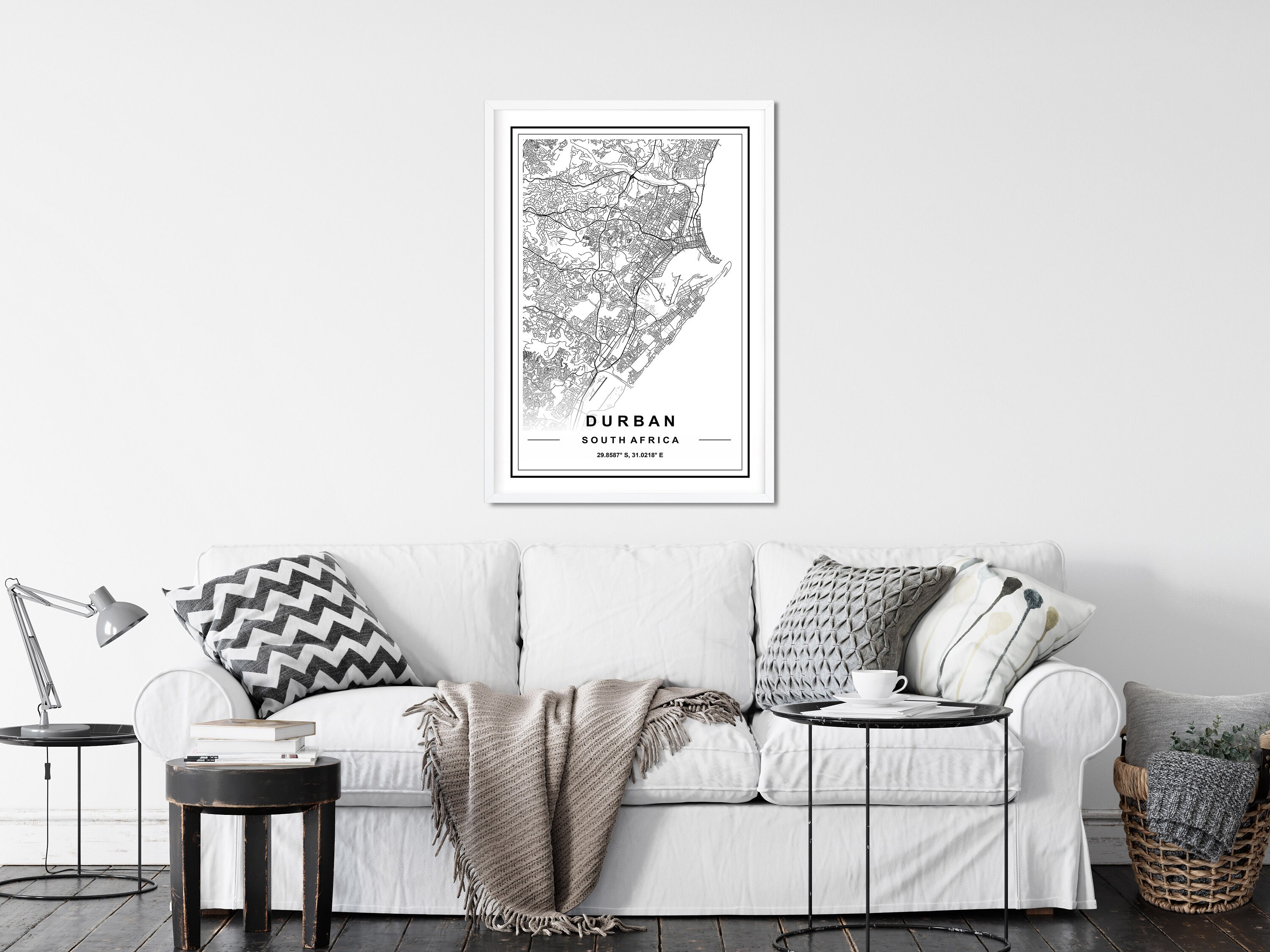DURBAN MAP PRINT, High Res Map, Map of Durban, Durban Printable Map ...
