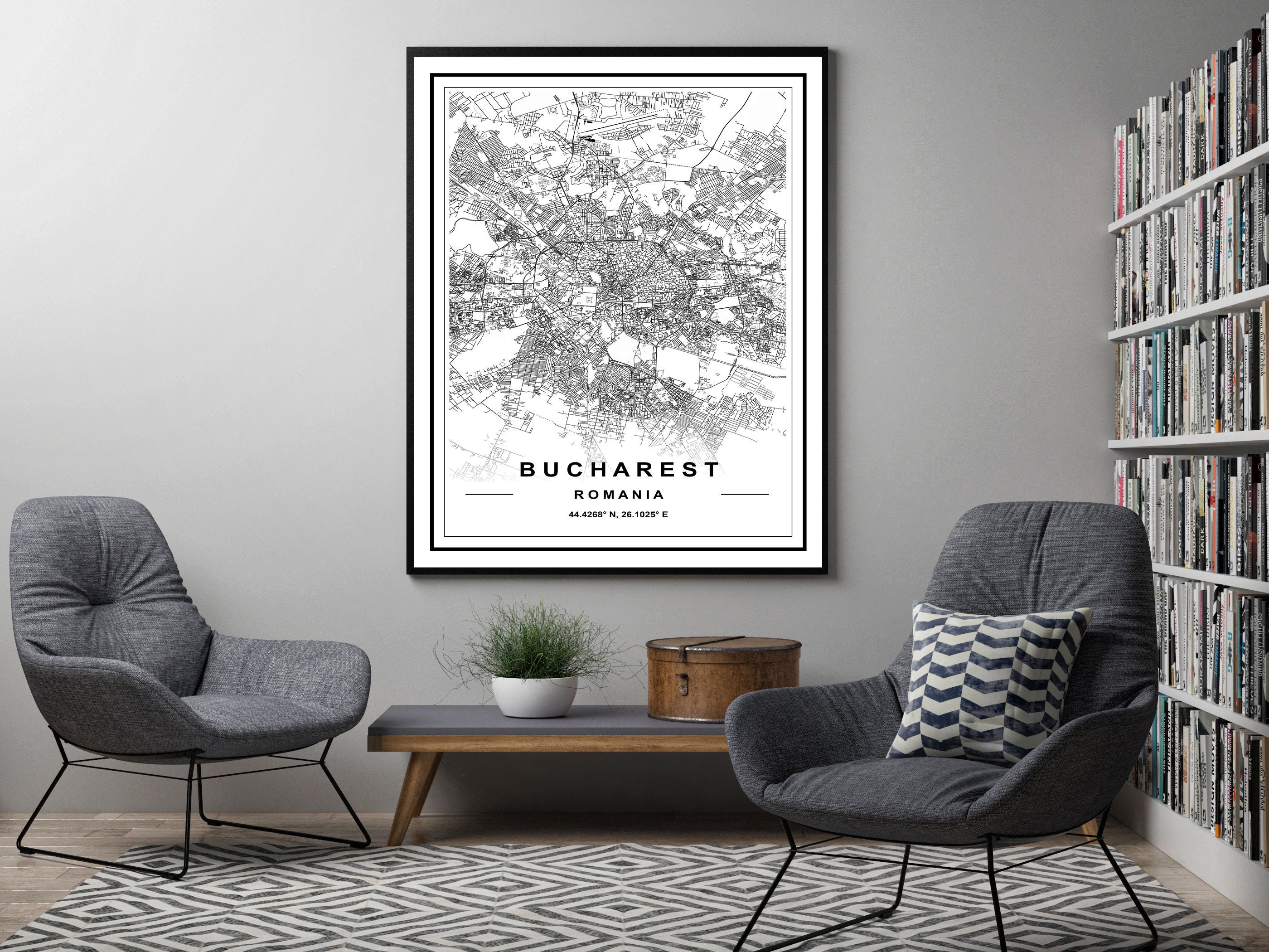 BUCHAREST MAP PRINT, High Res Map Print, Map of Bucharest, Bucharest ...