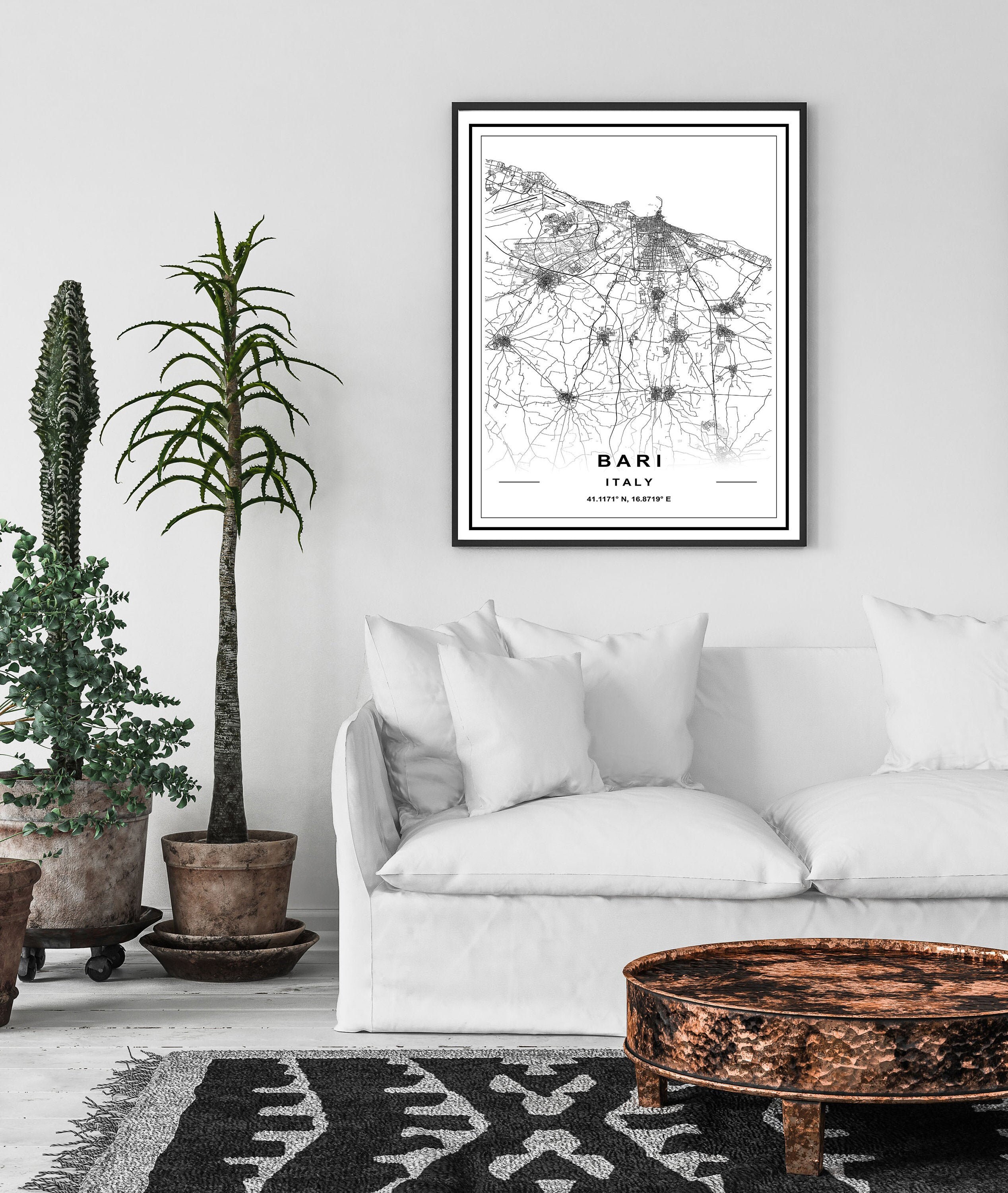 BARI MAP PRINT High Res Map Map of Bari Bari City Map Bari - Etsy